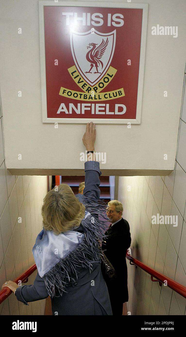 The Duchess of Cornwall follows tradition by touching the famous 'This ...