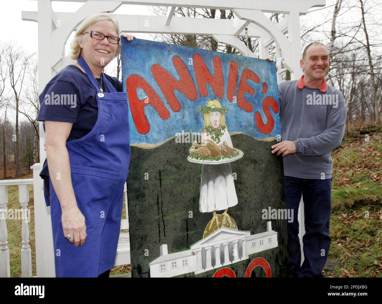 Annie Christopher, left, and her husband, Peter Backman, pose with the ...