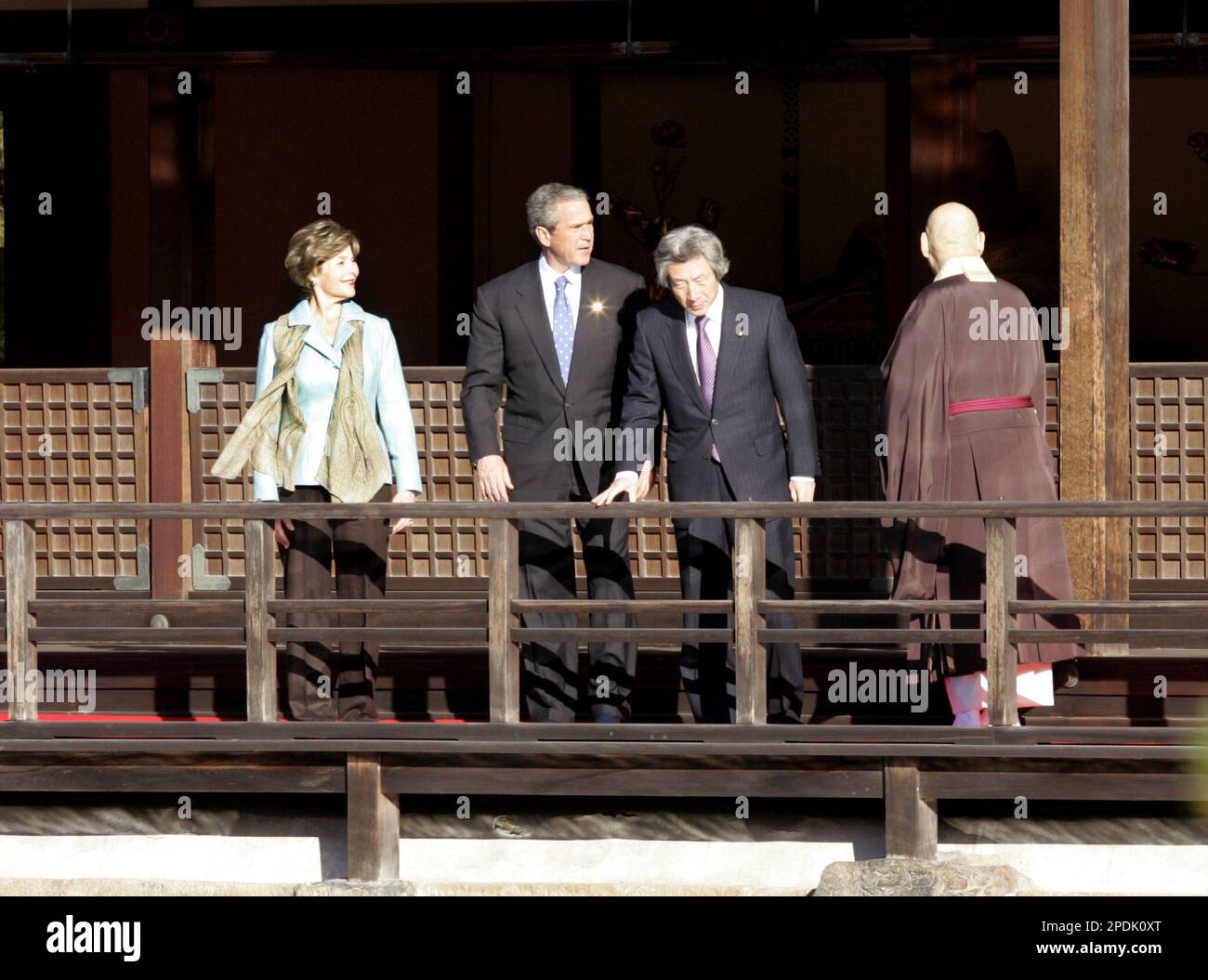 From left to right, first lady Laura Bush, U.S. President George W ...