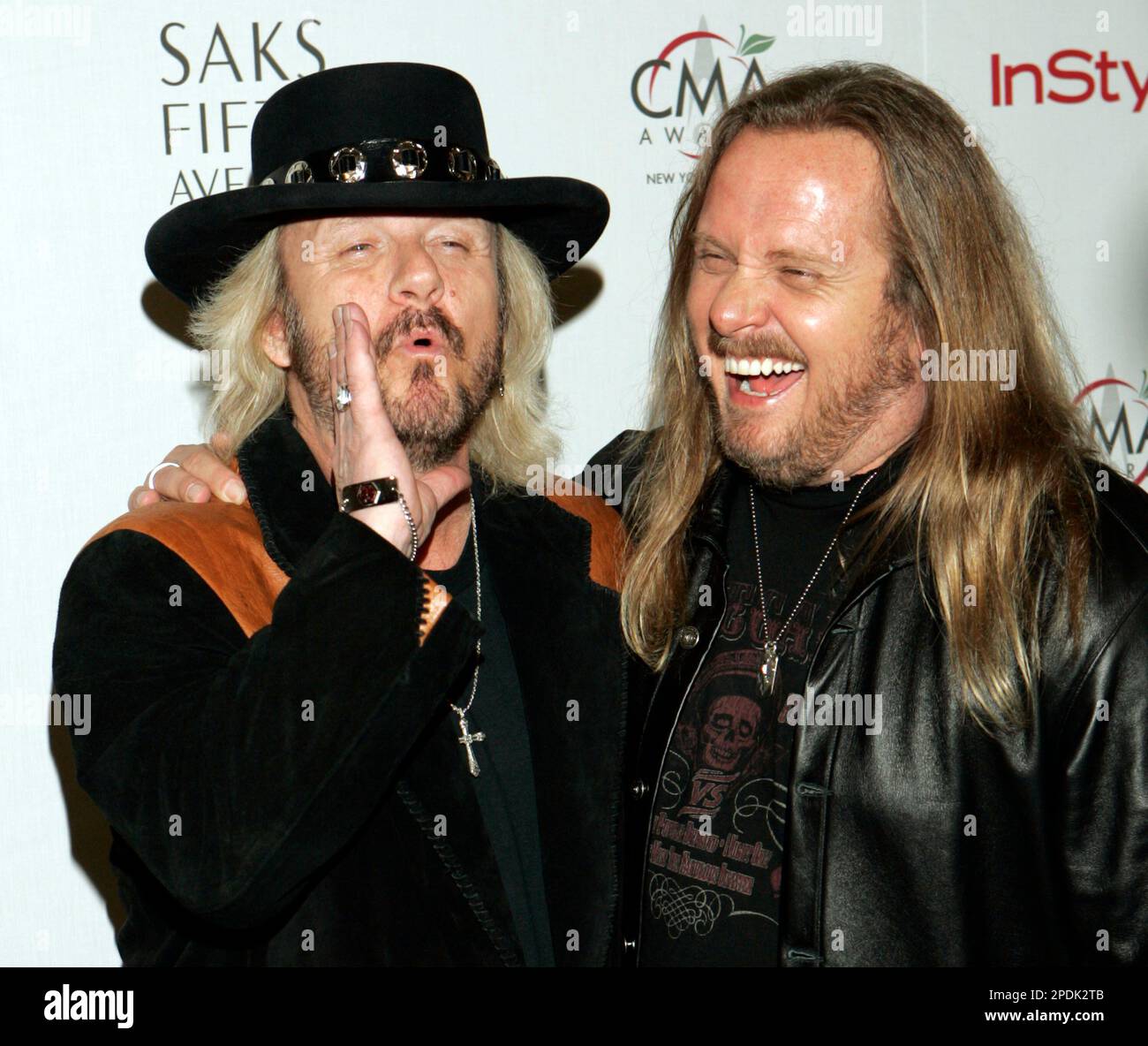 The Van Zant brothers, Donnie, left, and Johnny, right, have fun with ...