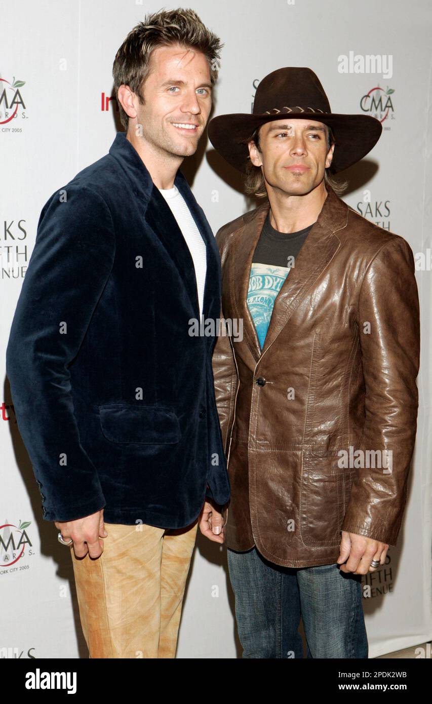 Aaron Benward, left, and Scott Reeves, right, of the band Blue County ...