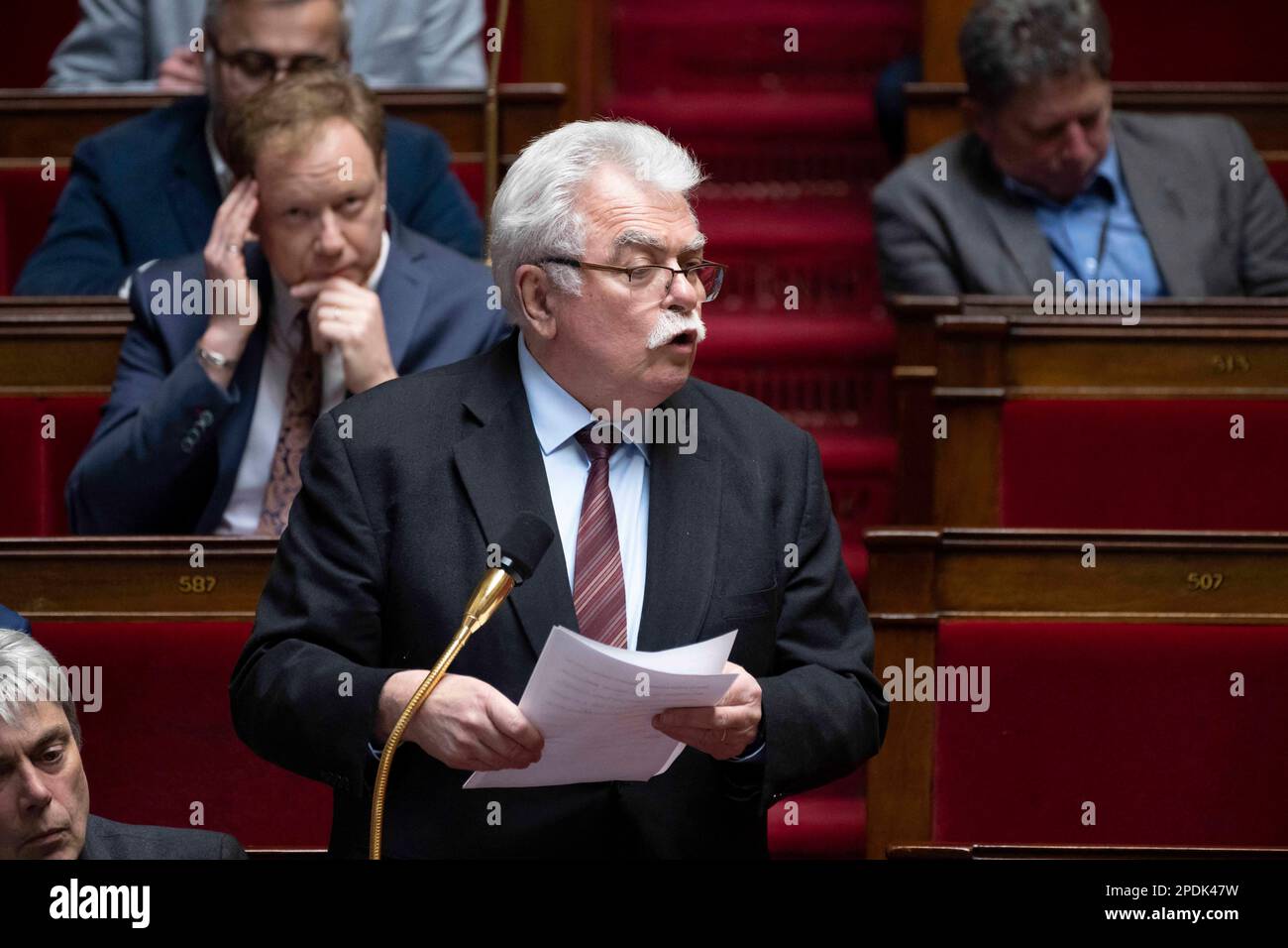 Paris, France. 14th Mar, 2023. Andre Chassaigne attending a Questions ...