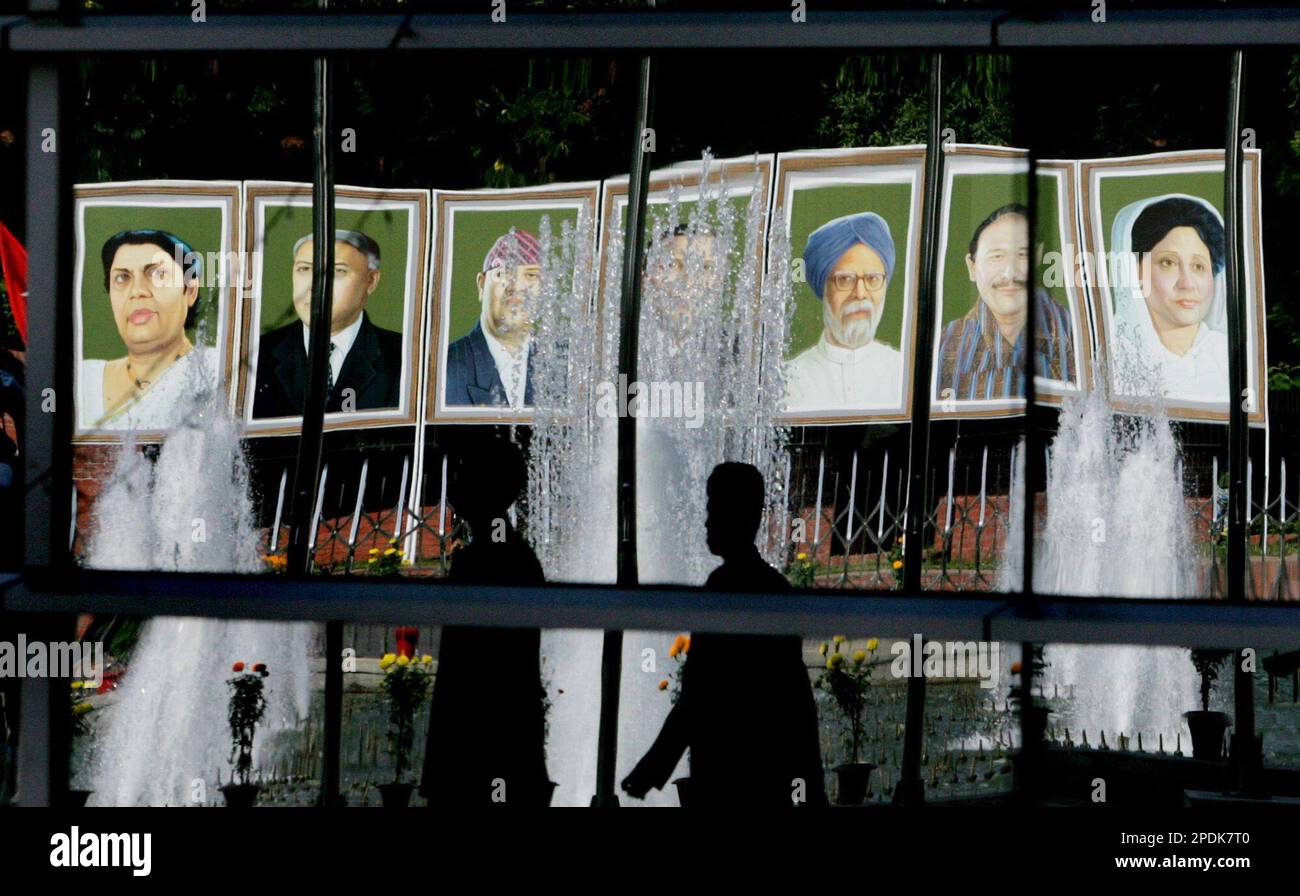 Portraits of South Asian leaders, from left to right, Sri Lankan Prime ...