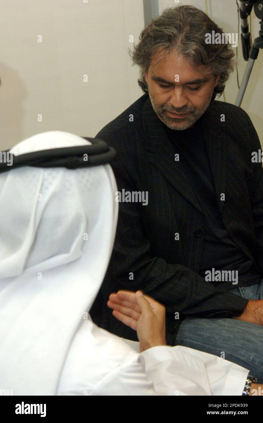 Italian Opera singer Andrea Bocelli during a visit to the Dubai ...