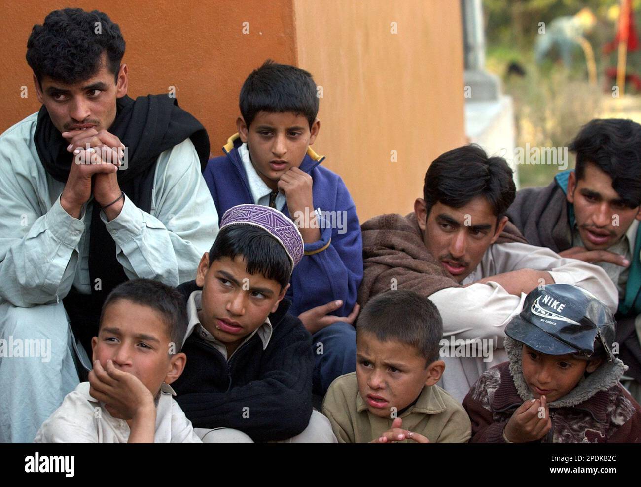 Kashmiri people listen as Allson Male, a British psychotherapist, talks ...