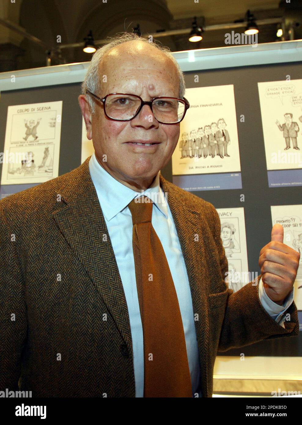 Italian cartoonist Emilio Giannelli poses on the occasion of the ...