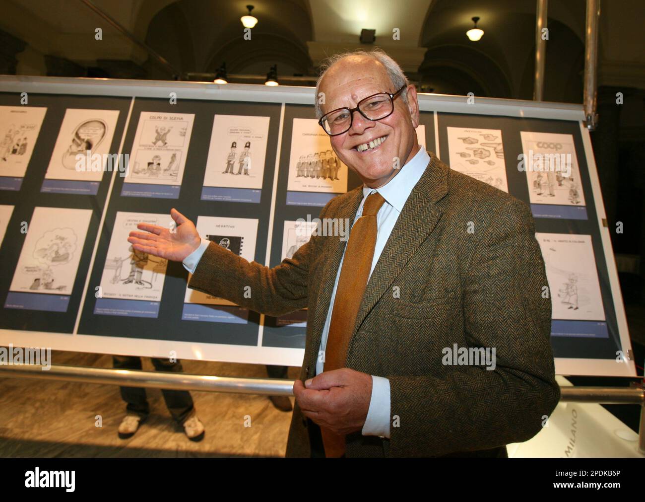 Italian cartoonist Emilio Giannelli smiles on the occasion of the ...