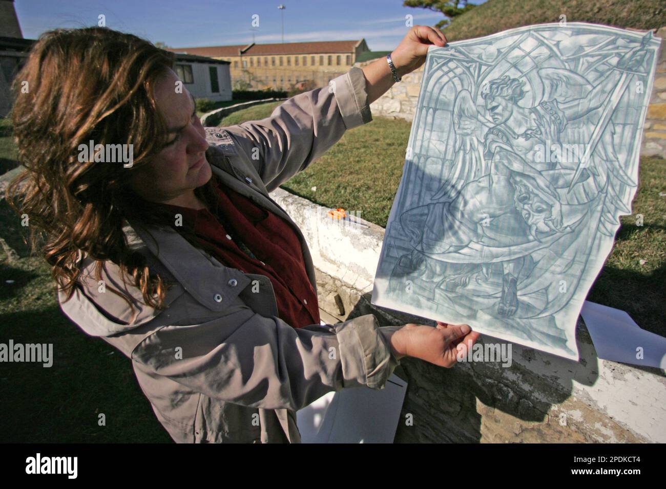 Makeup artist Vicki Vacca shows the intricate transfer that is used to ...