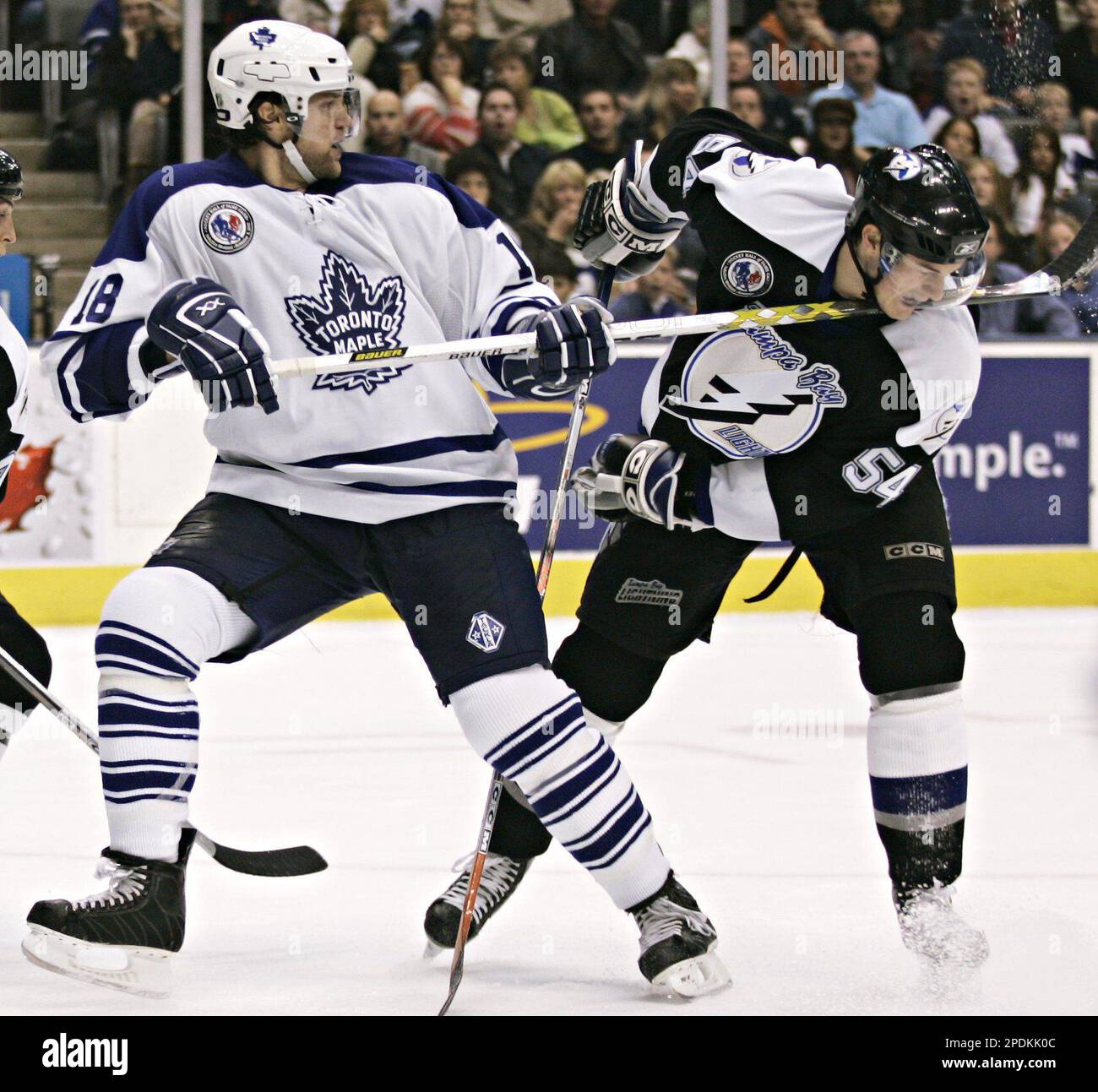 Toronto Maple Leafs' Chad Kilger gets his stick up on Tampa Bay ...