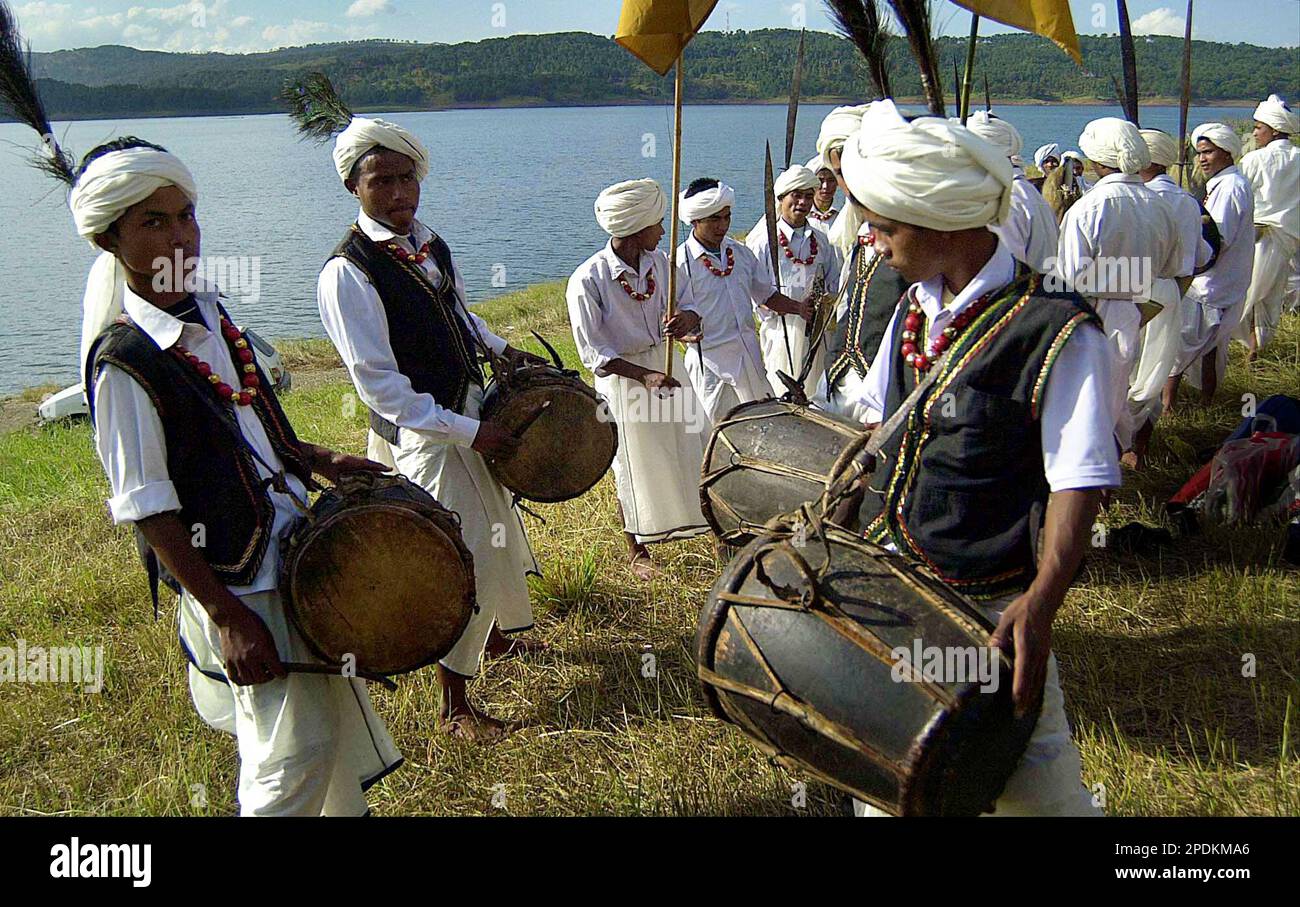 Tribal Khasi youths in traditional costumes participate in the Shad ...