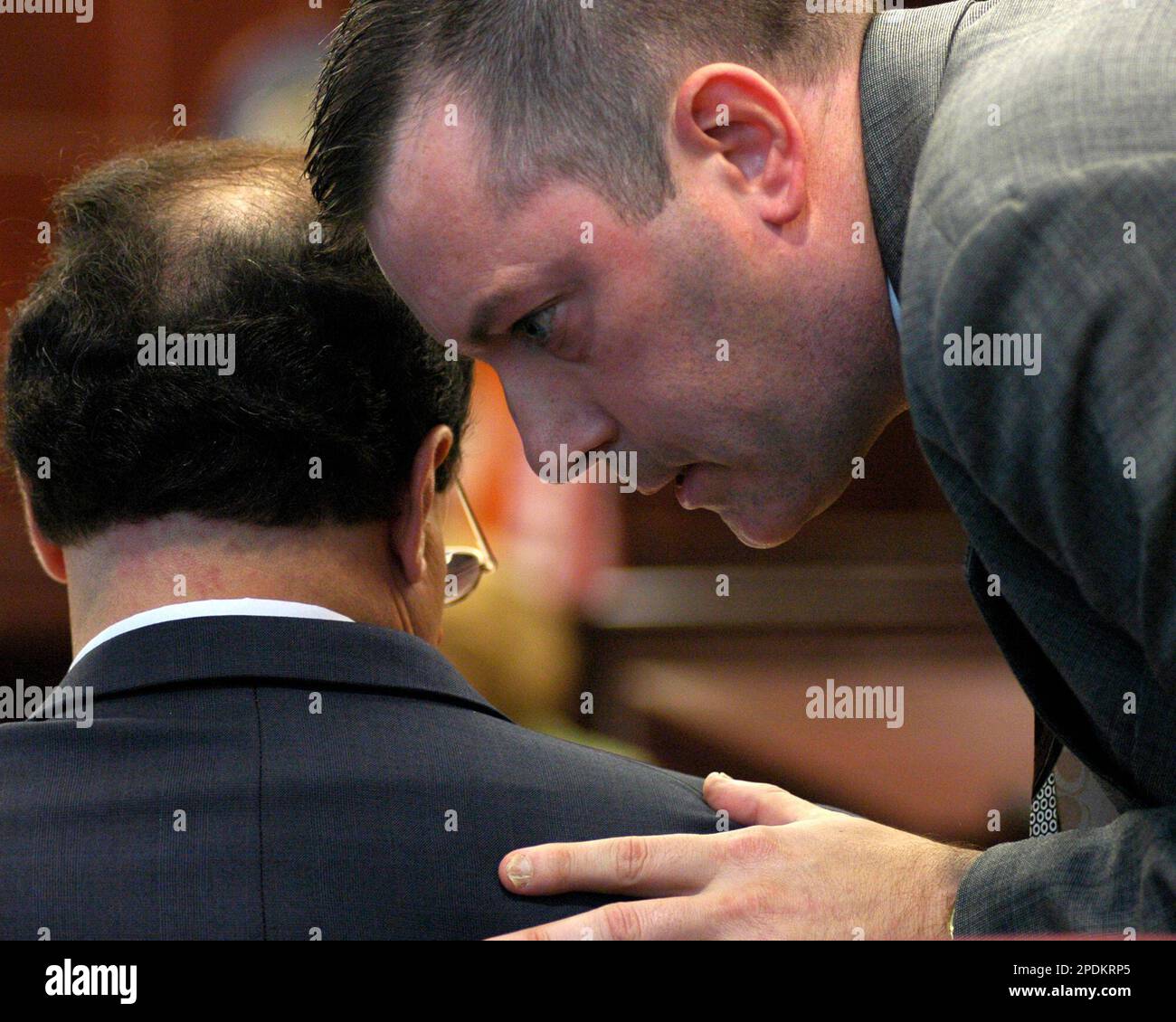James Trimble's lawyer John Laczko speaks with prosecutor Victor ...