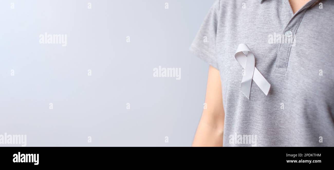 Brain Cancer Awareness month, grey color Ribbon for supporting people ...