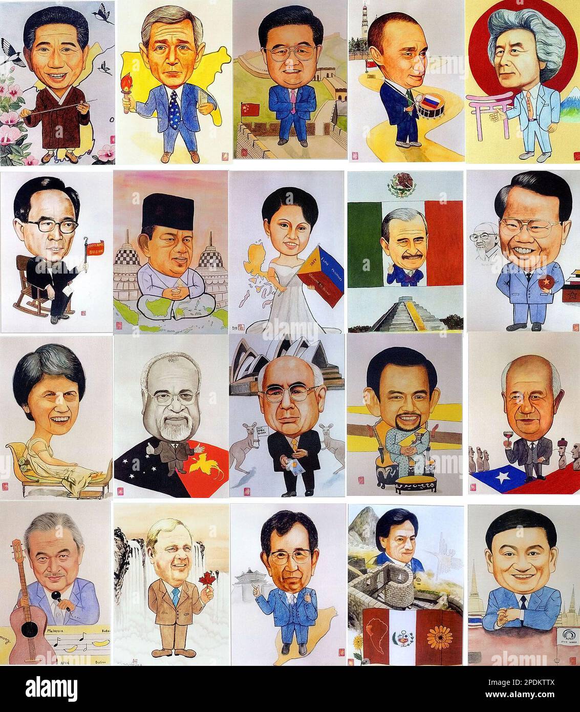 This poster showing caricatures of 20 out of 21 leaders of the Asia ...