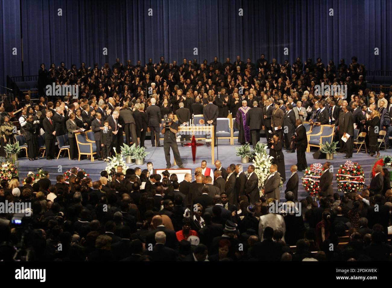 The casket of Civil Rights activist Rosa Parks, center, is shown at her ...