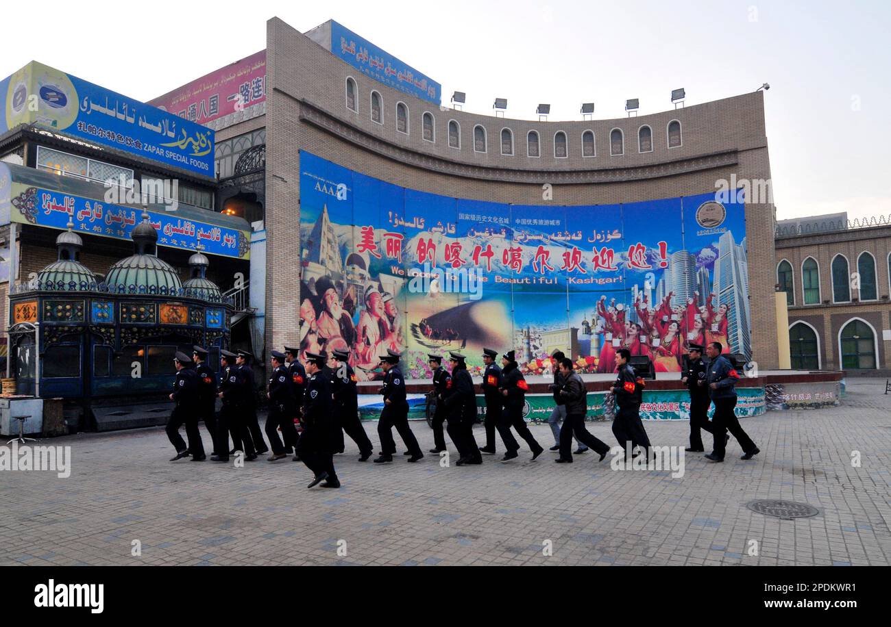 Early morning exercise for a local security force the city center of ...