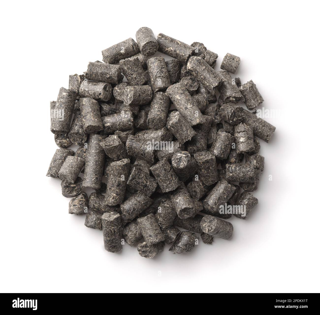 Top view of sunflower press cake pellets isolated on white Stock Photo ...