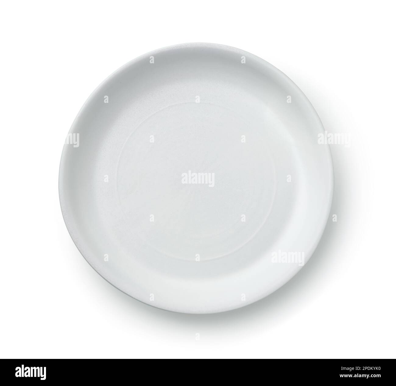 Top view of empty round white ceramic plate isolated on a white Stock ...