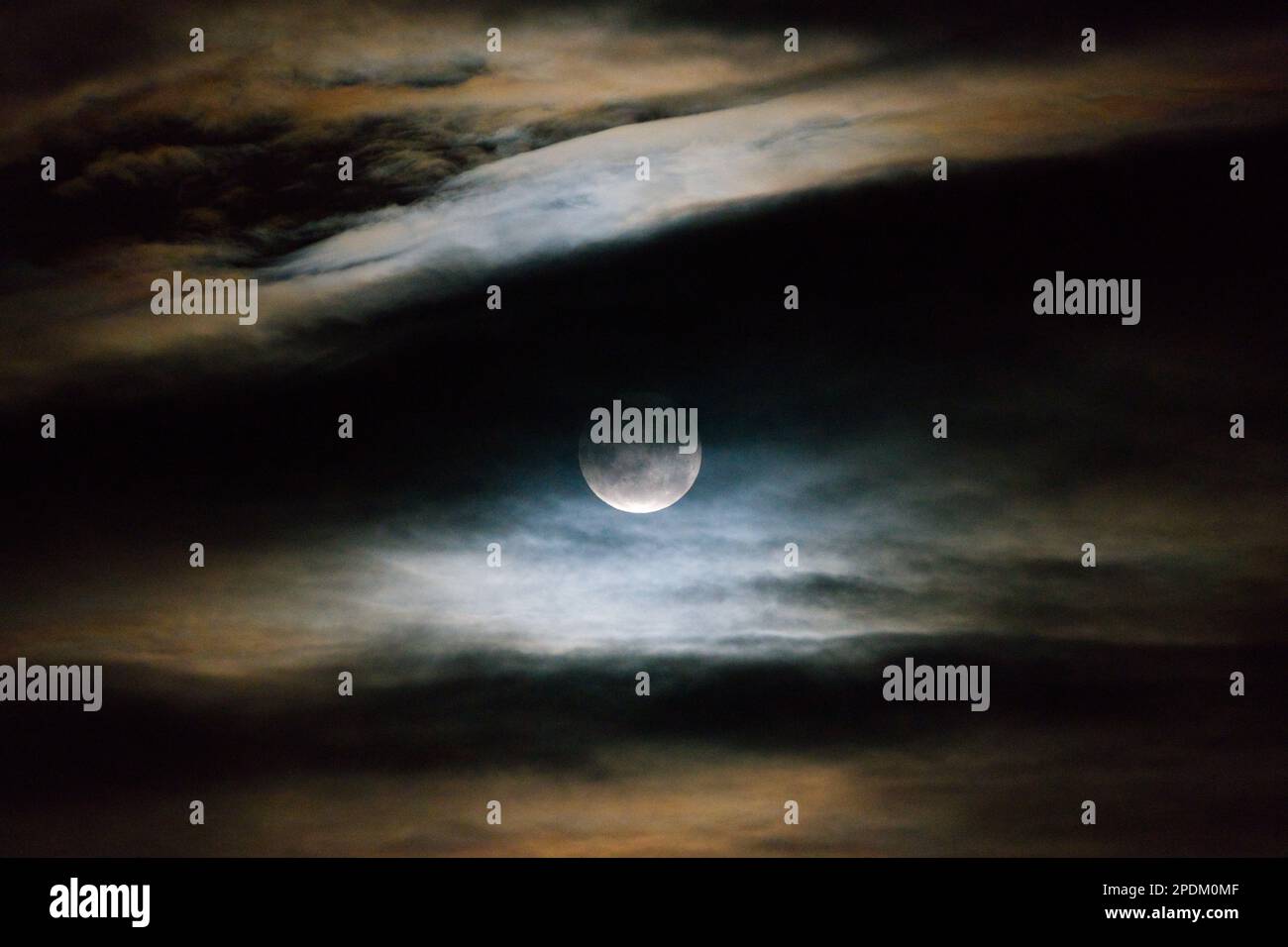 Full moon and clouds at night time, South Island, New Zealand Stock ...