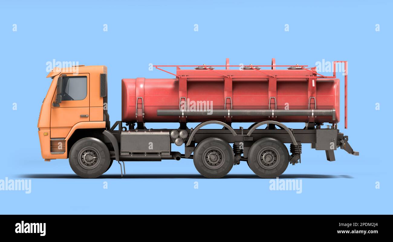 Tank truck left view tanker truck Car 3d render on blue background ...