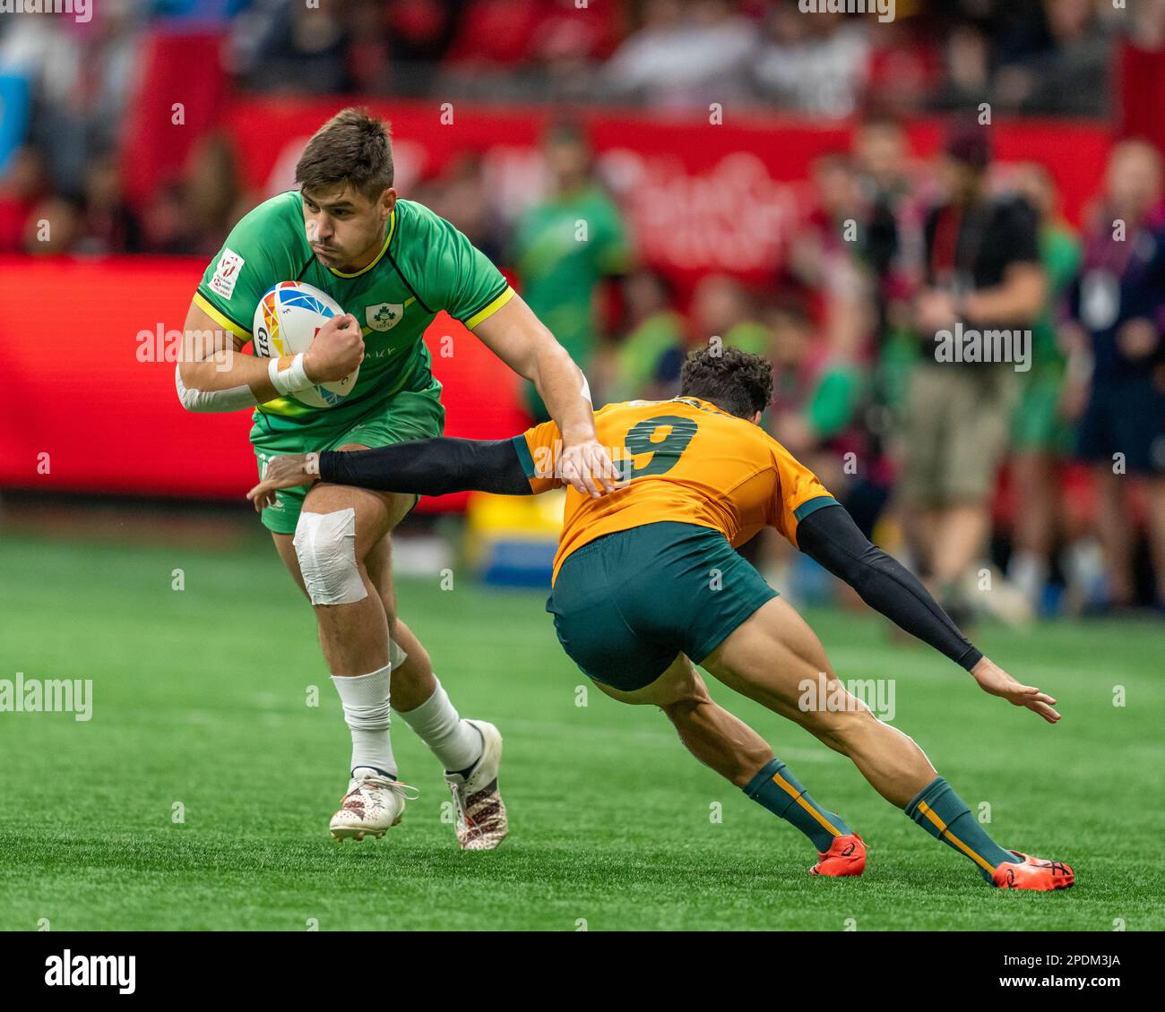 Vancouver, Canada. 4th March, 2023. Bryan Mollen (L) of Ireland fends ...