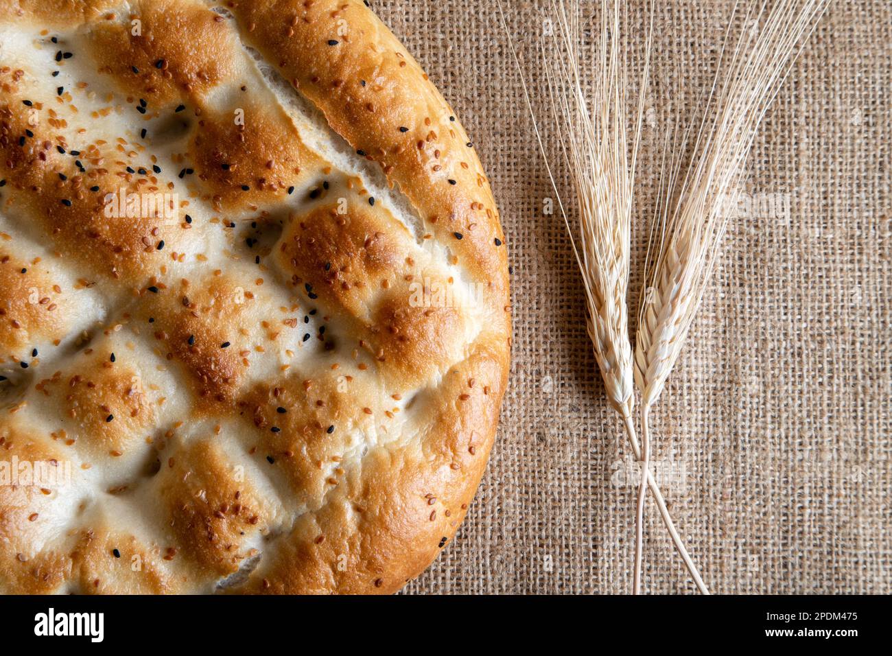 Traditional Ramadan pita with spike bunch,top view Stock Photo - Alamy