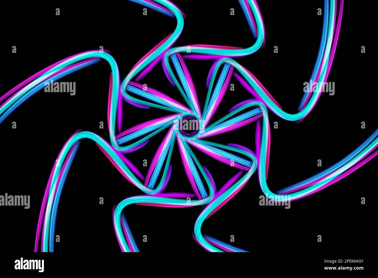 Abstract psychedelic neon background with colorful smooth curved ...