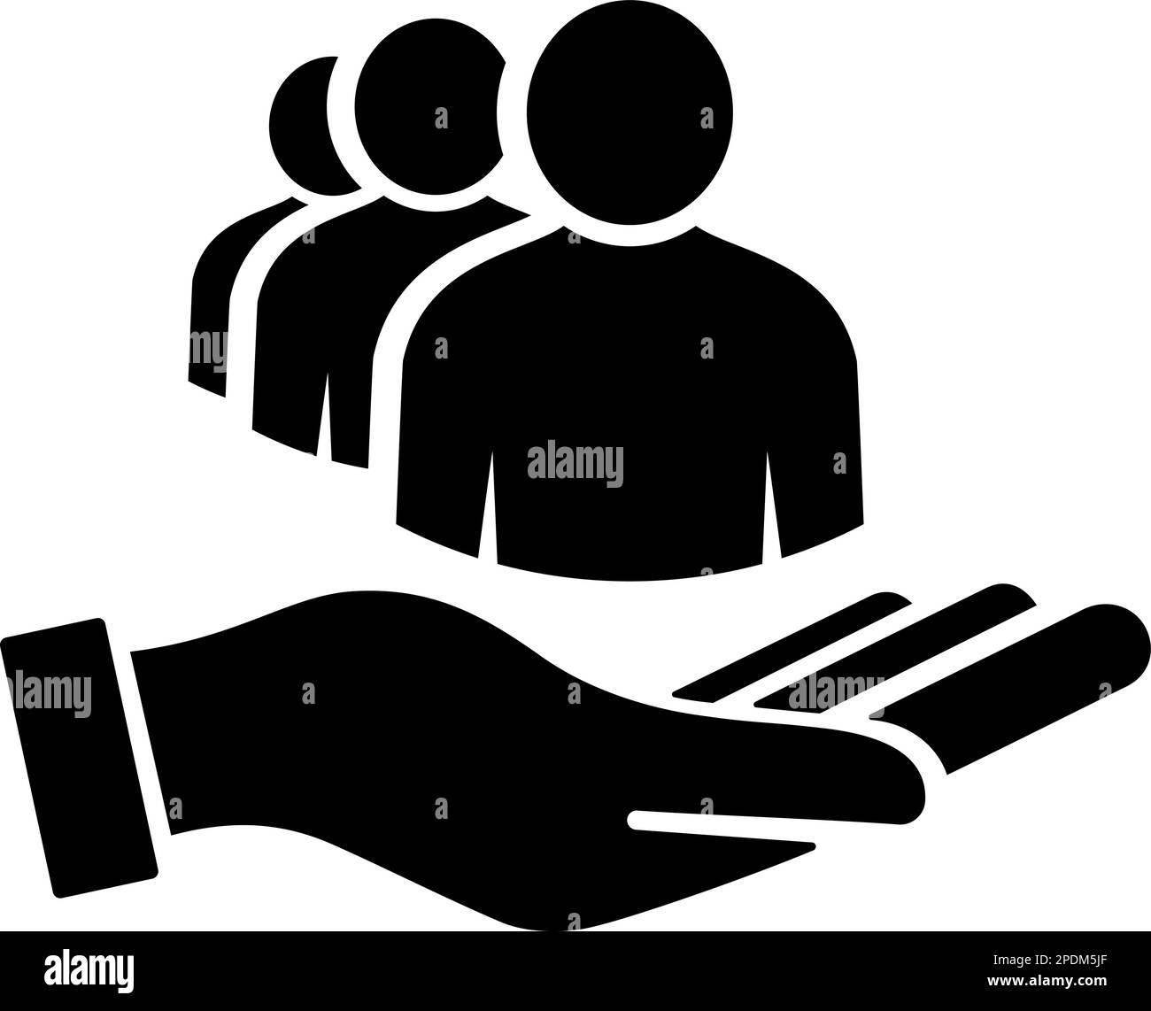 Group of people in the palm of your hand icon as a concept of social ...