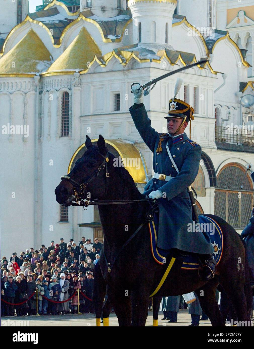 Kremlin cavalry guards parade in Cathedral Square during a ceremony of ...