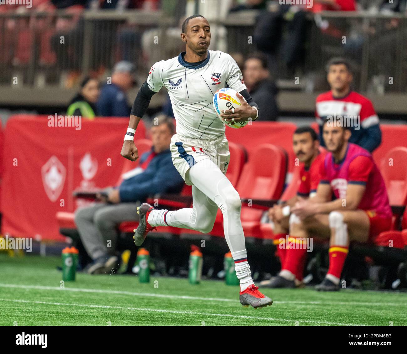 Vancouver, Canada. 4th March, 2023. Perry Baker of USA sprints in for a ...