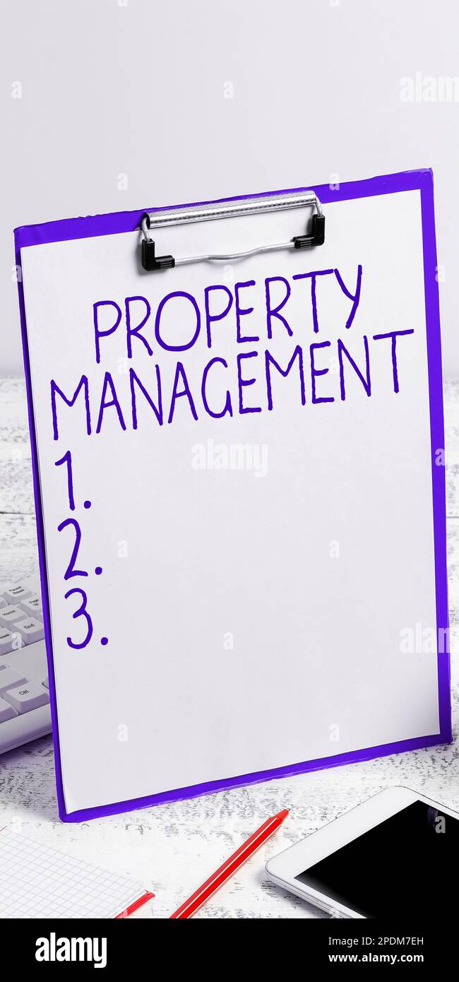 Hand writing sign Property Management. Business idea Overseeing of Real ...