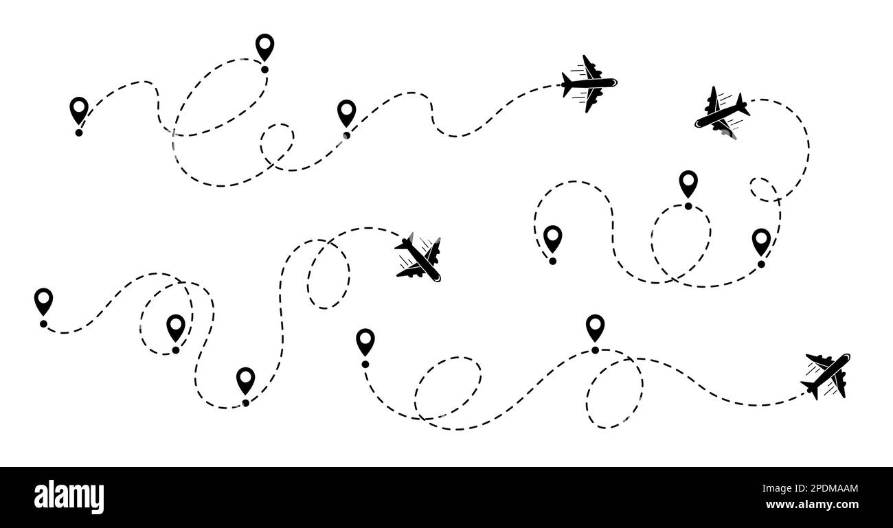 Aircraft flight route Plane vector illustration Stock Vector Image ...