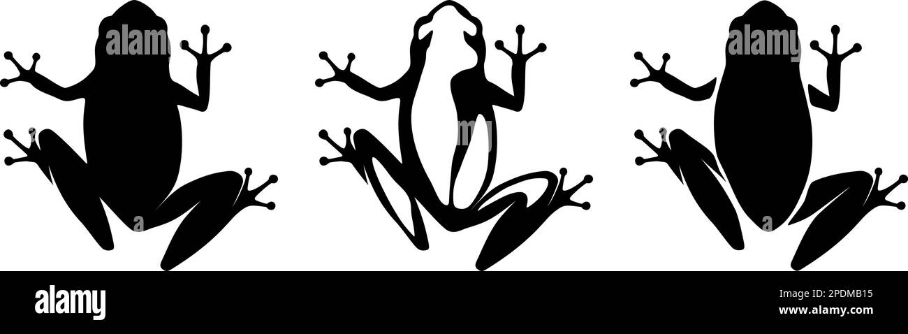 Frogs. Set of black silhouettes of frogs isolated on a white background ...