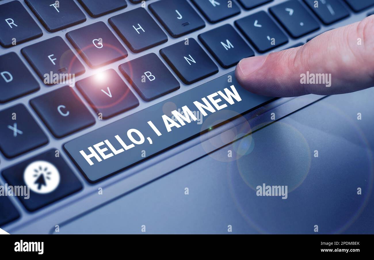 Writing displaying text Hello, I Am New. Word for introducing oneself ...