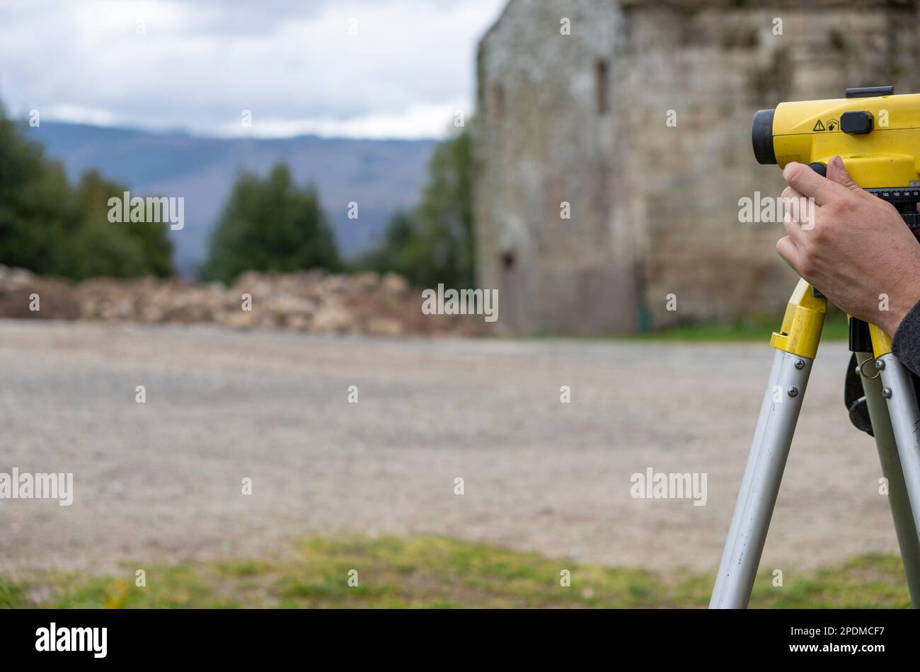 theodolite in an archaeological excavation, topographic tool for ...