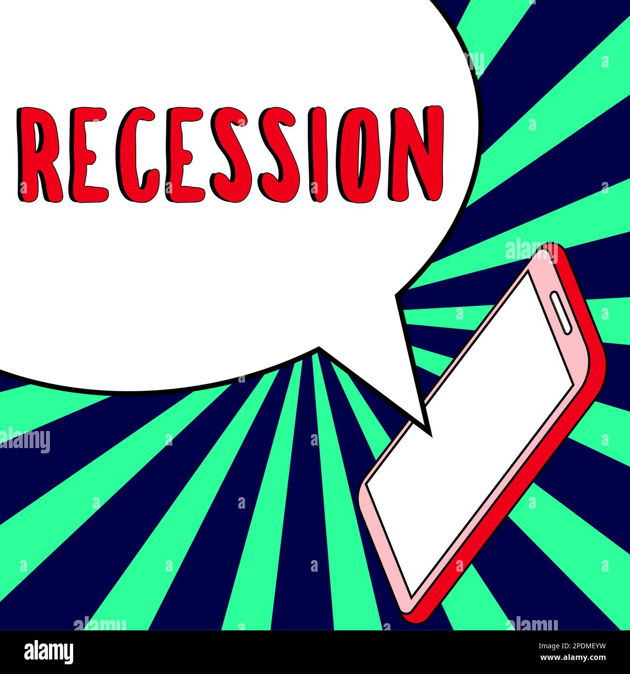 Hand writing sign Recession. Internet Concept the process of progressive decrease in growing ...