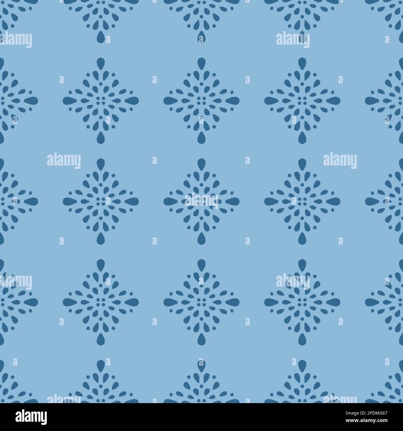 Ornamental dots seamless pattern. Blue geometrical motifs allover print ...
