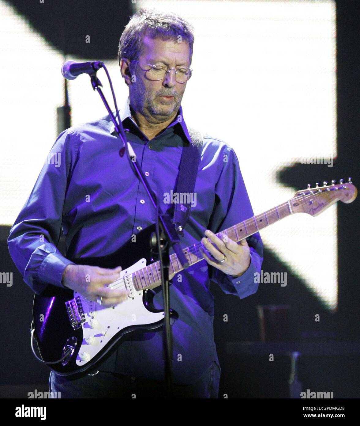 Guitarist Eric Clapton performs in a reunion of Cream, Monday, Oct. 24 ...