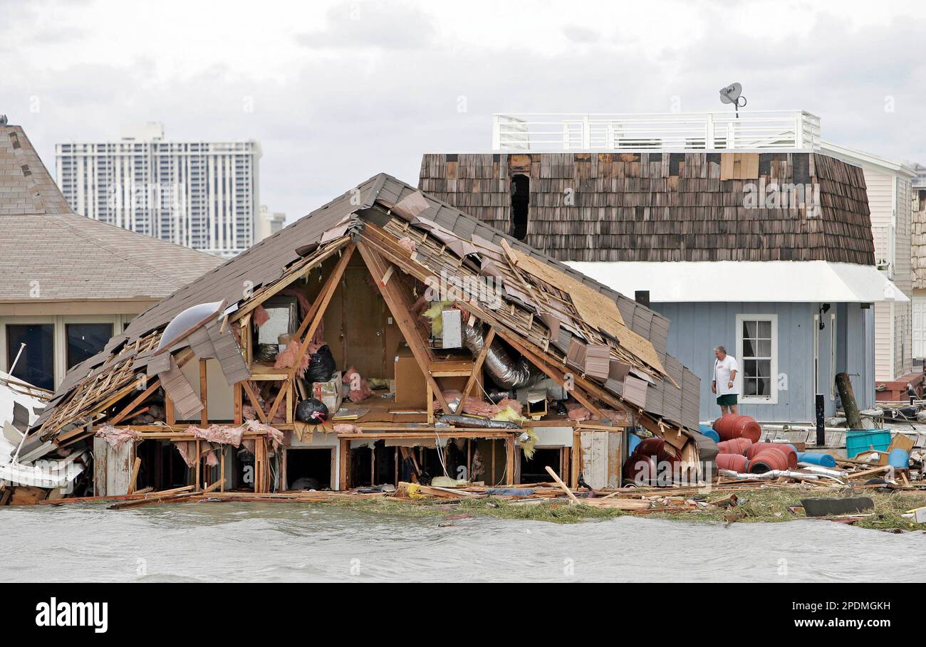 A destroyed house boat is shown in the aftermath of Hurricane Wilma ...