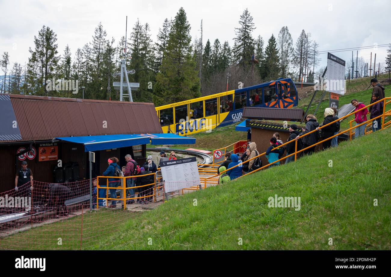View of the gravity slide station at Gubałówka, that offers beautiful ...
