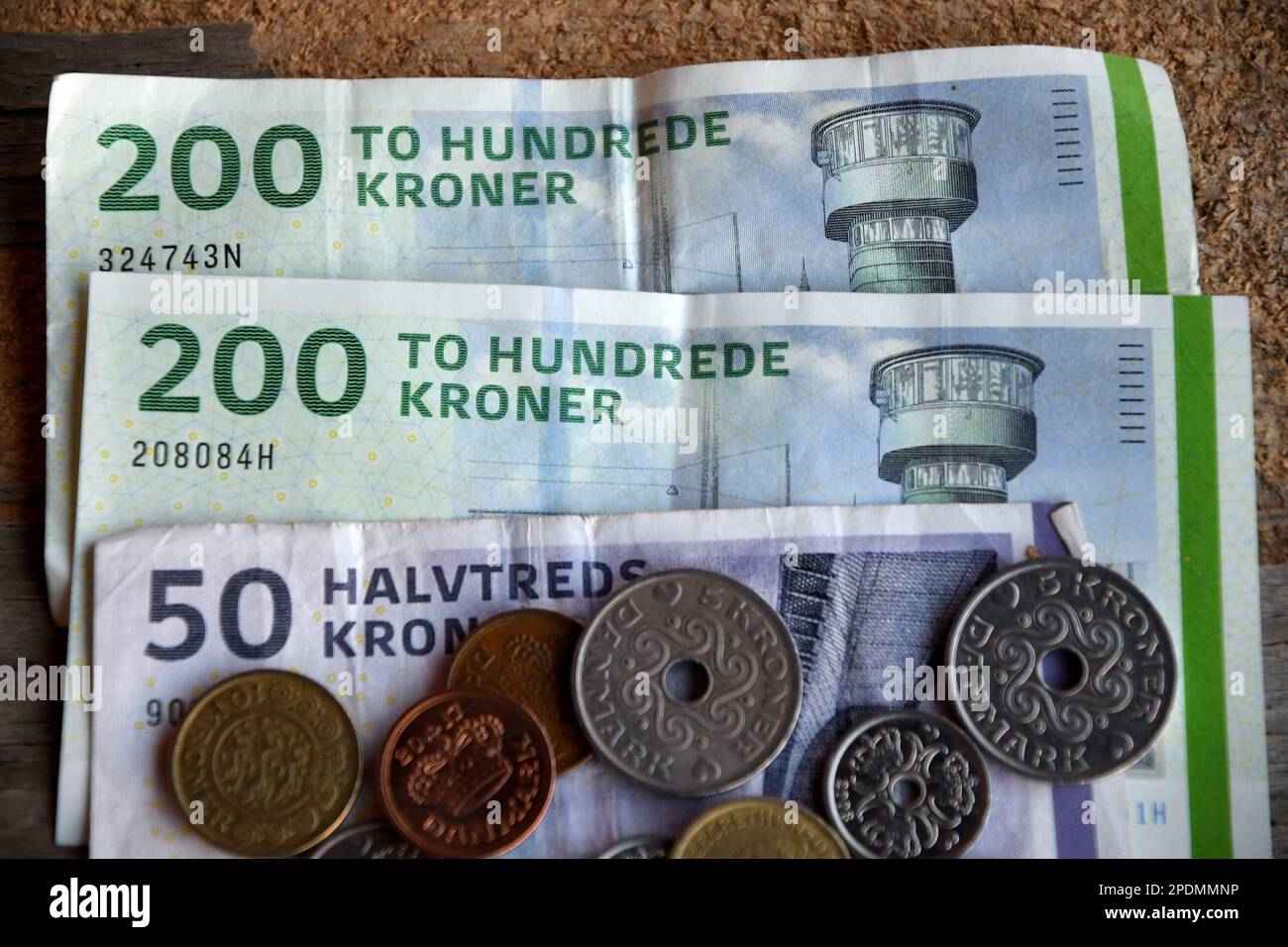 Copenhagen /Denmark/15 March 2023/Danish currency in danish kroner and coins in danish capital ...