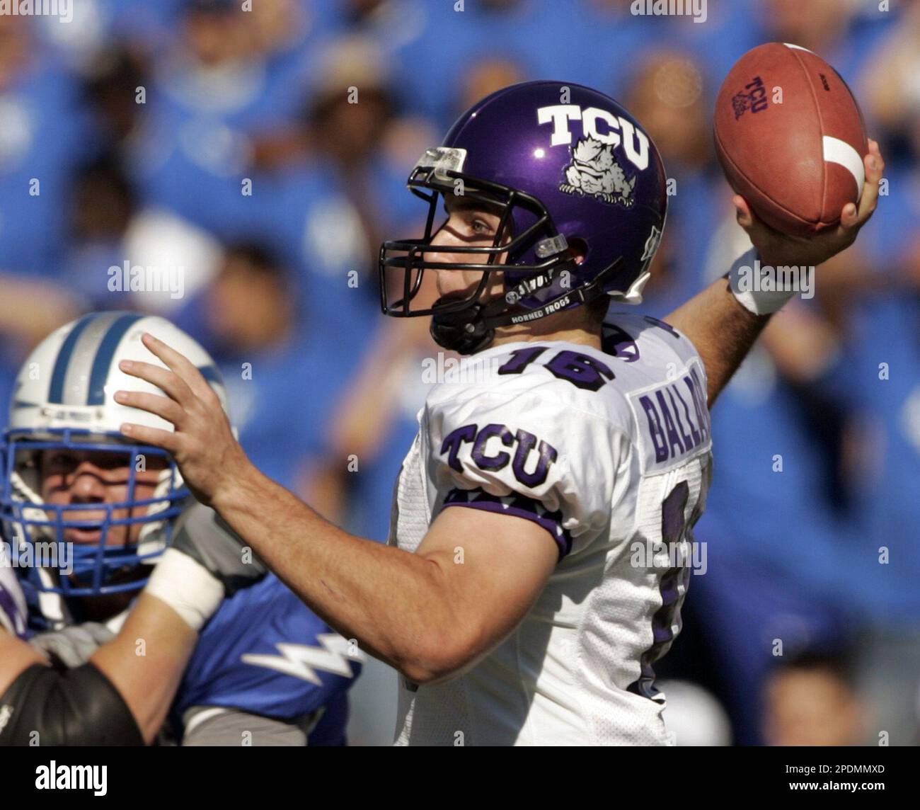 Texas Christian quarterback Jeff Ballard looks to throw against Air ...