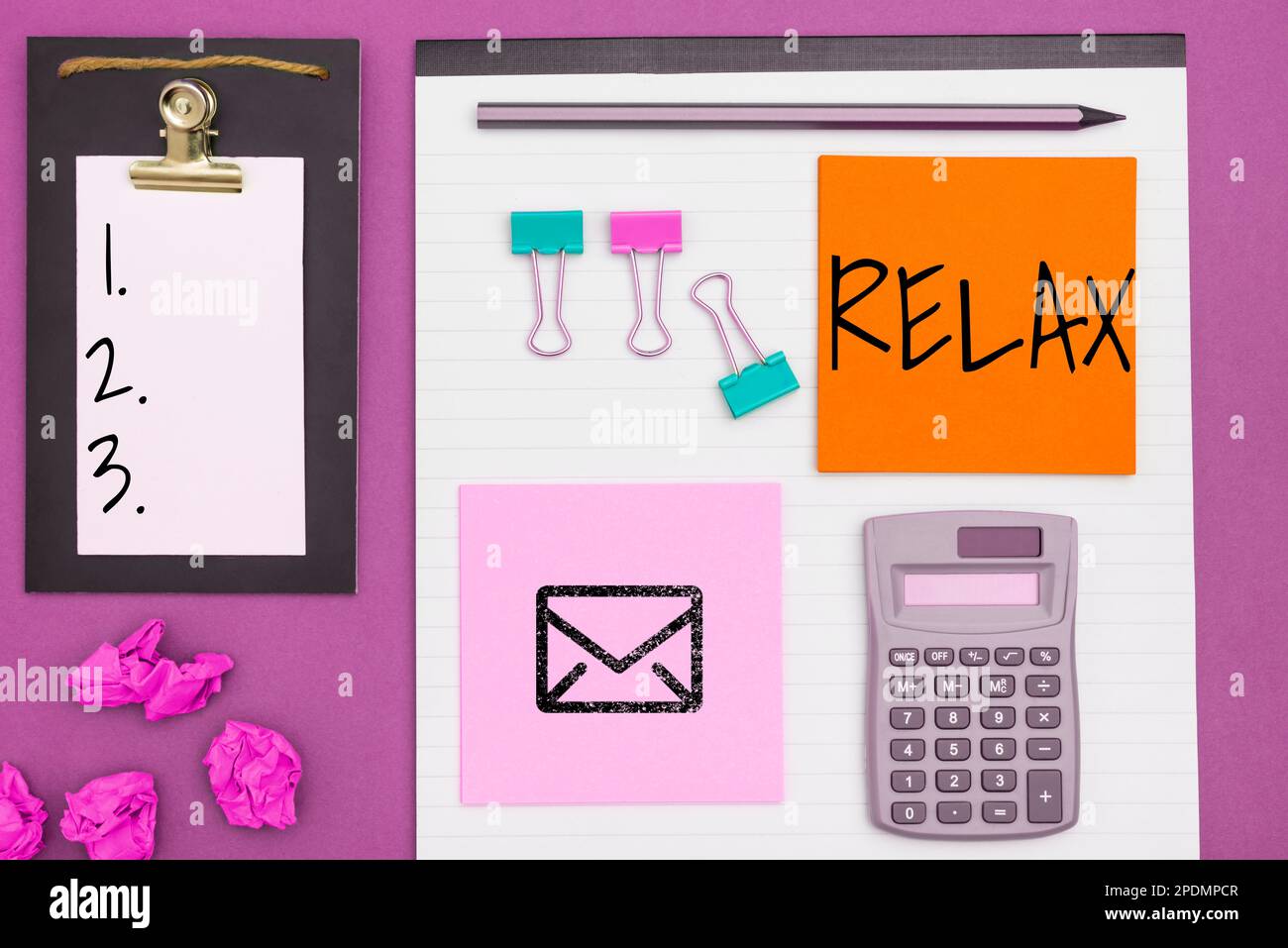 Text caption presenting Relax. Conceptual photo make or become less ...