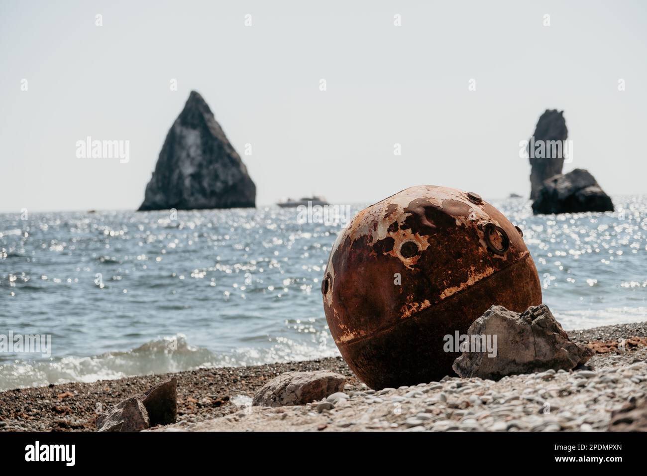 Old rusty sea mine on the beach Stock Photo - Alamy