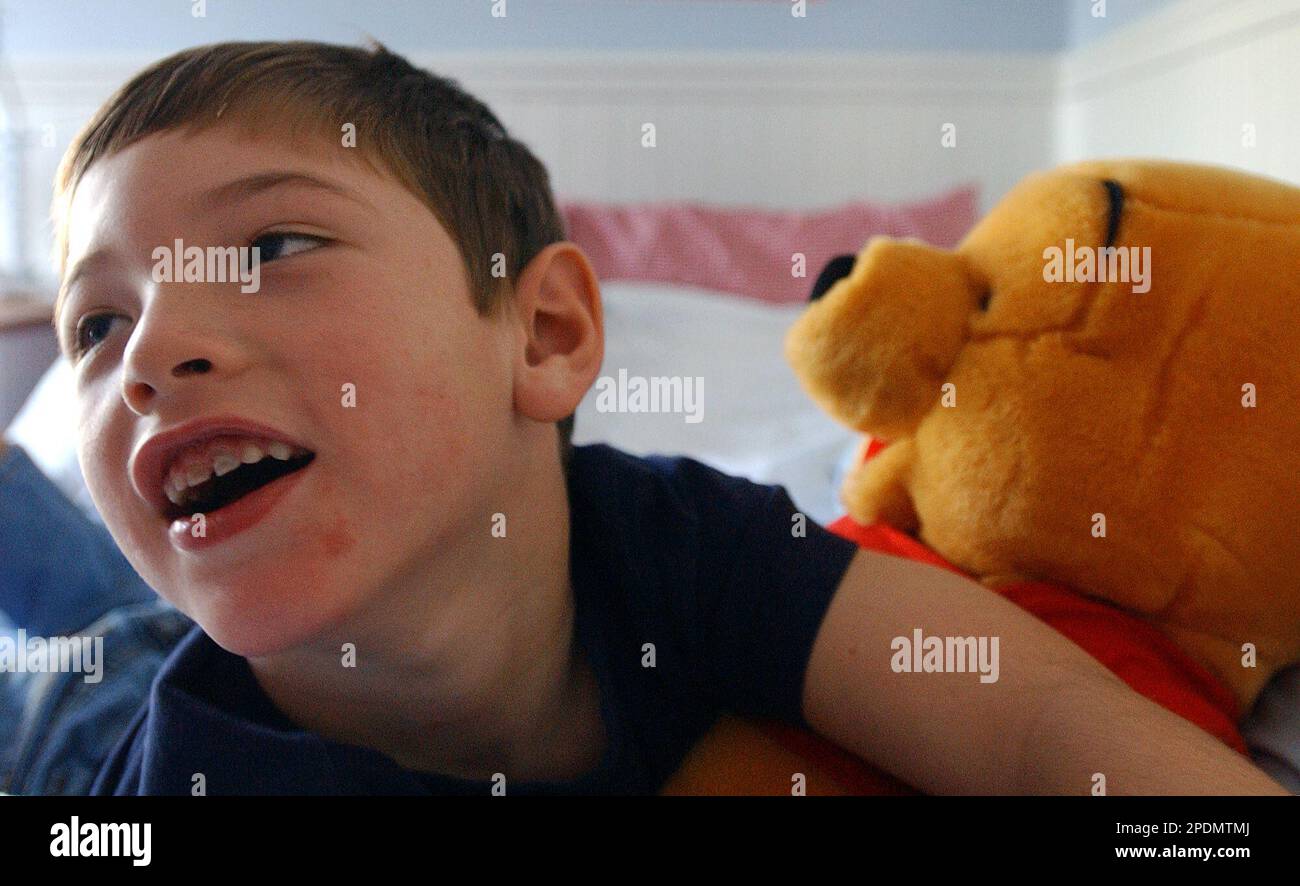 Daniel Kerner, a 5-year-old Battens disease patient, plays around on ...