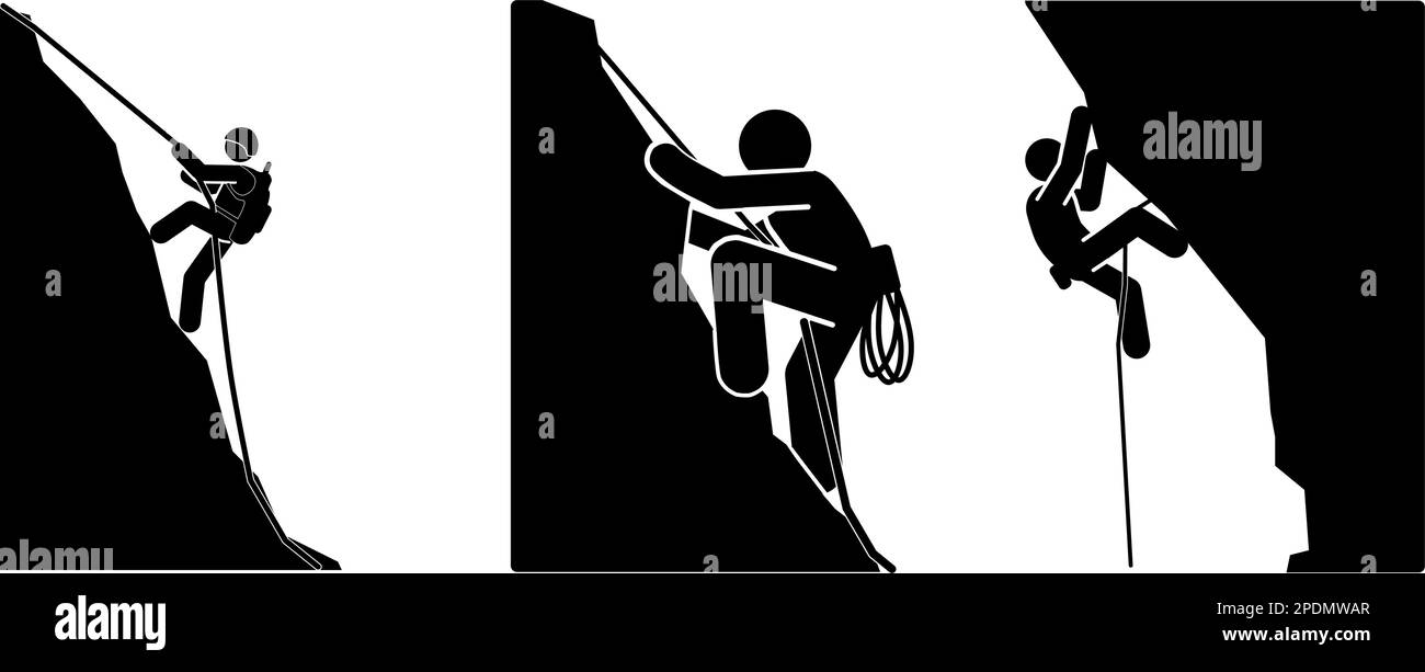 Silhouette of a climber on a cliff. Vector illustration Stock Vector ...