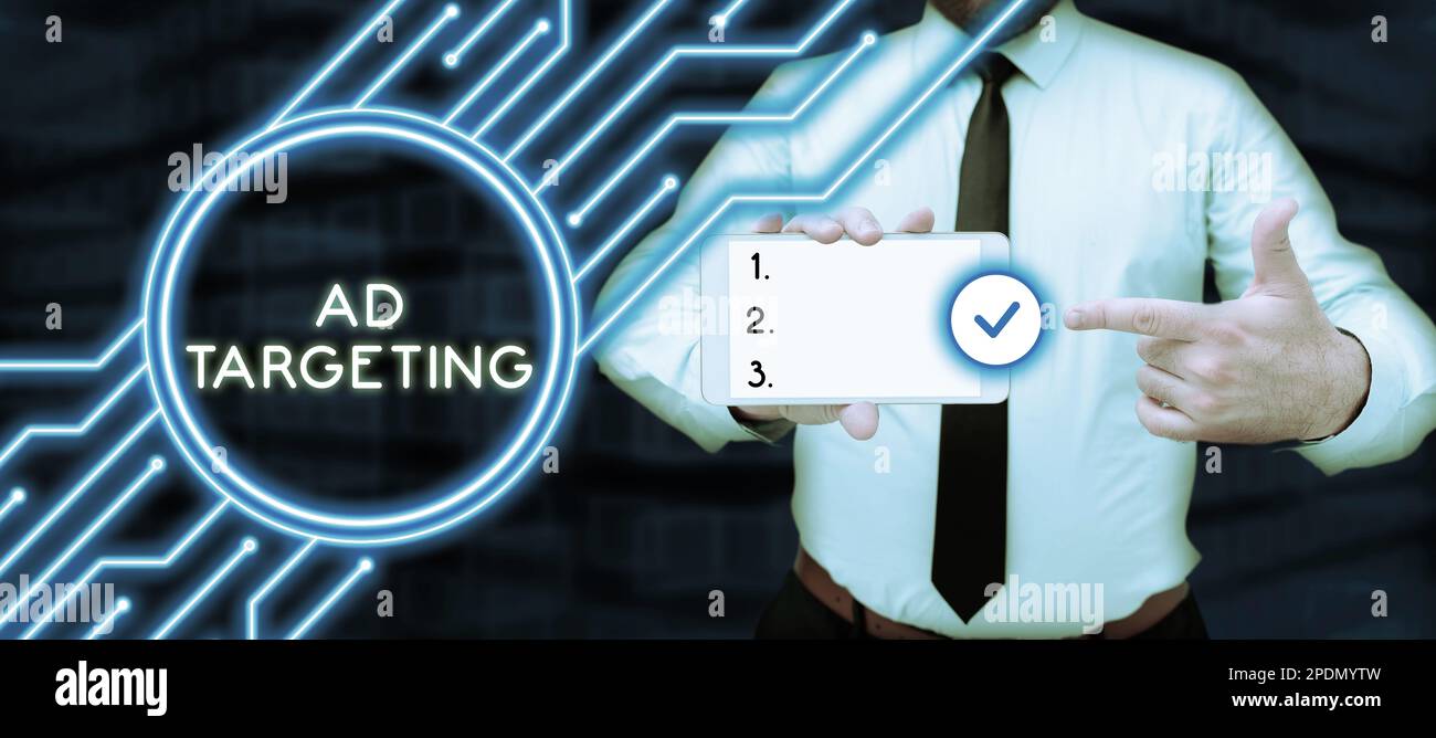 Text caption presenting Ad Targeting. Business approach target the most ...