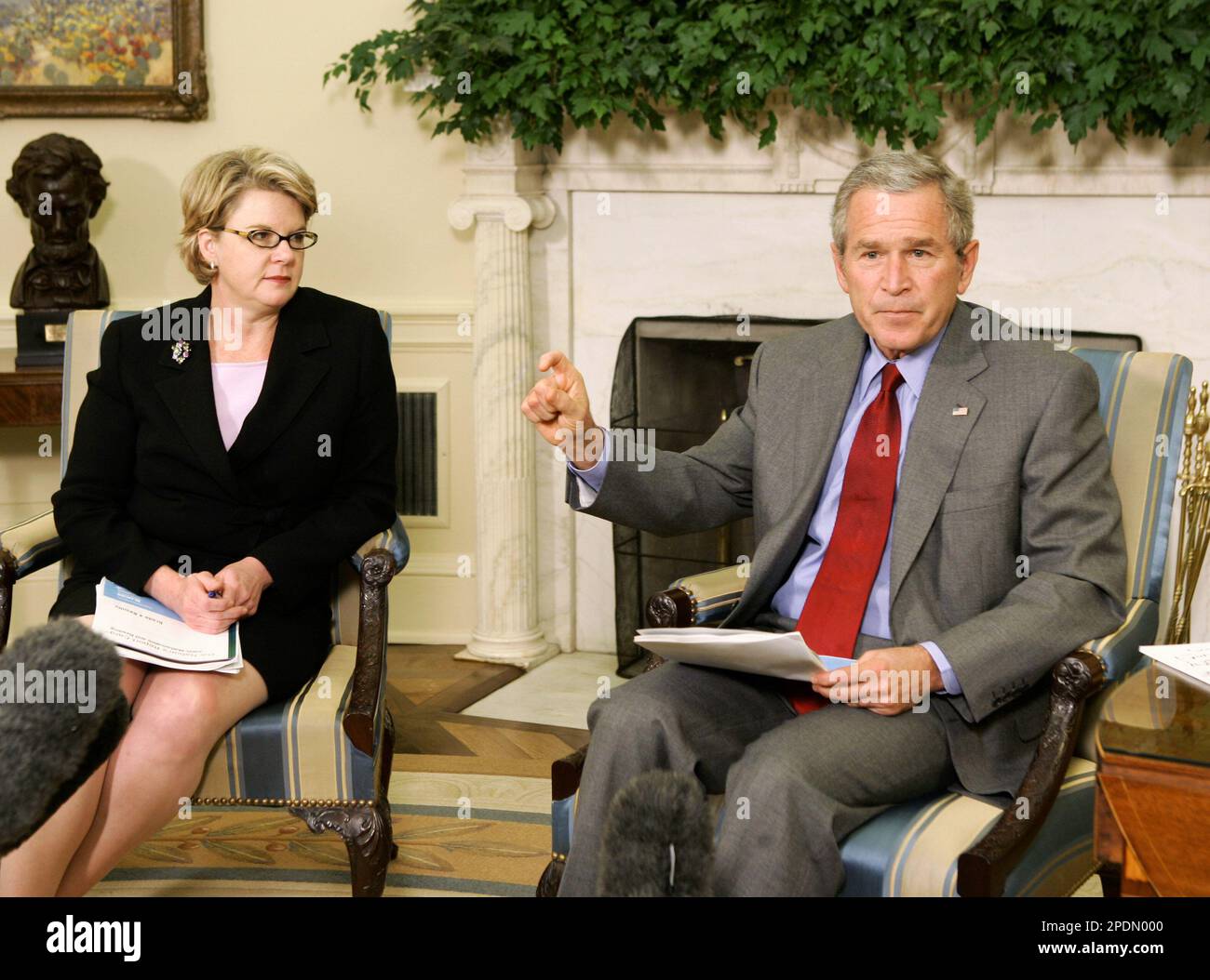 President Bush meets with Secretary of Education Margaret Spellings ...