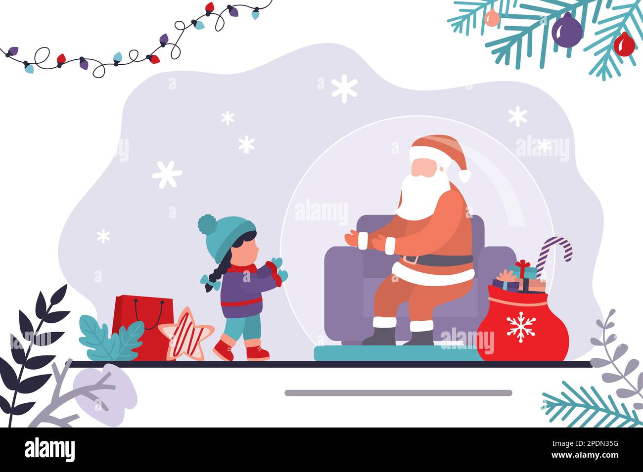 Santa Claus and girl take precautions during pandemic coronavirus ...