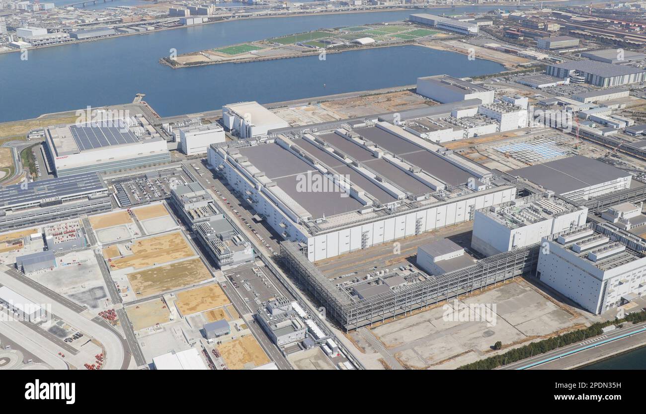 An aerial photo shows Sharp Co. Sakai Plant, known as Green Front Sakai ...