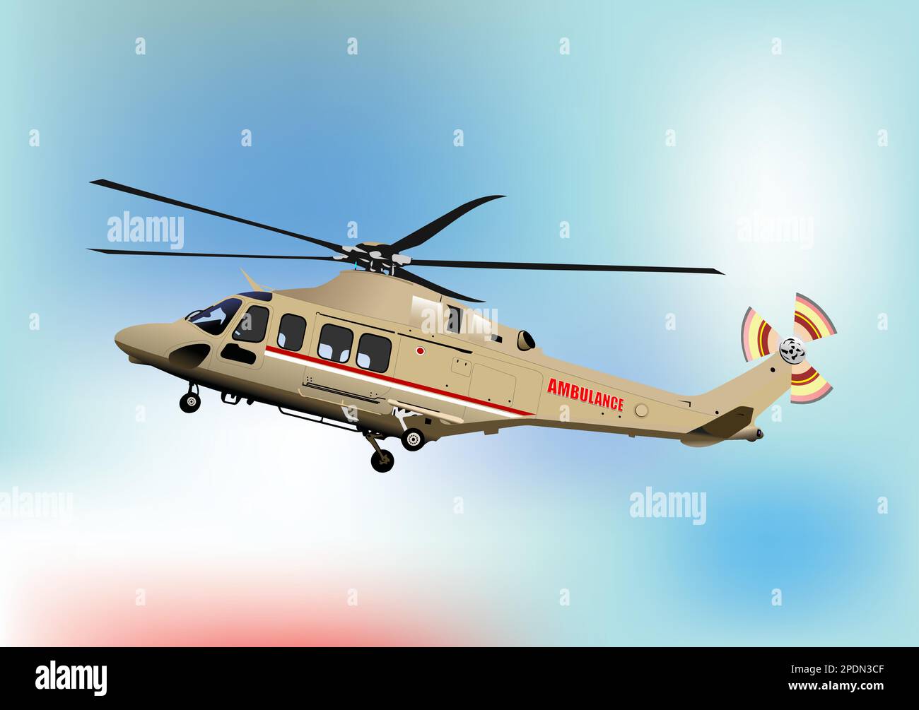 Ambulance Helicopter in air. Vector 3d illustration Stock Vector Image ...